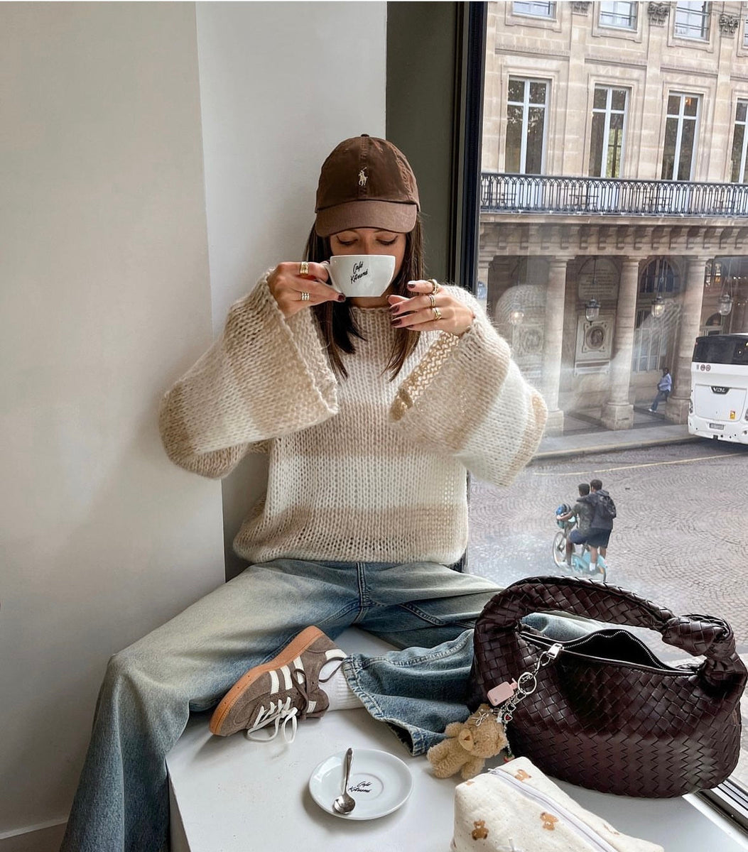 Manda striped knit - Beige/white – Designbysi.se