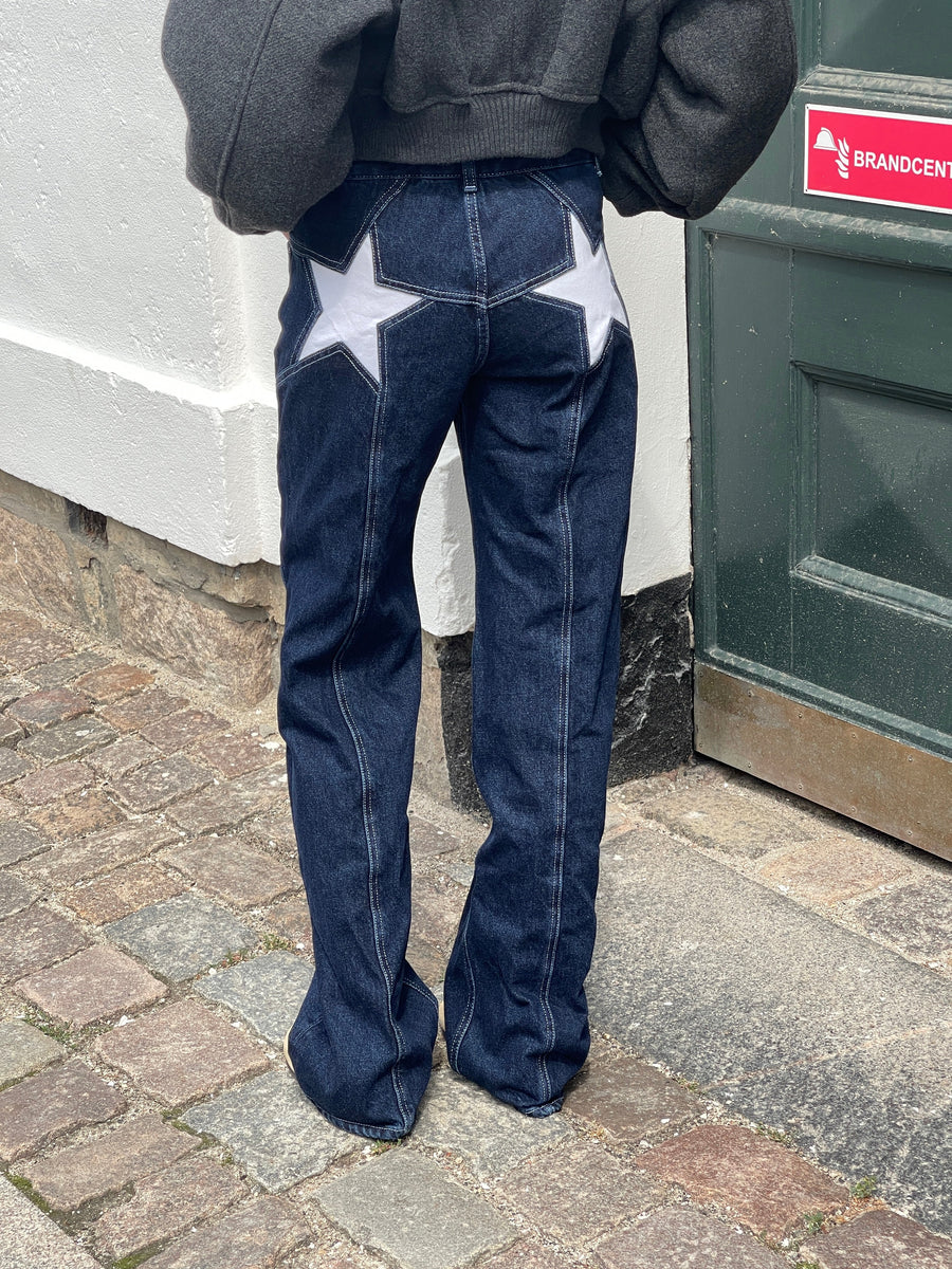 Star jeans with white stars - Dark denim – Designbysi.se