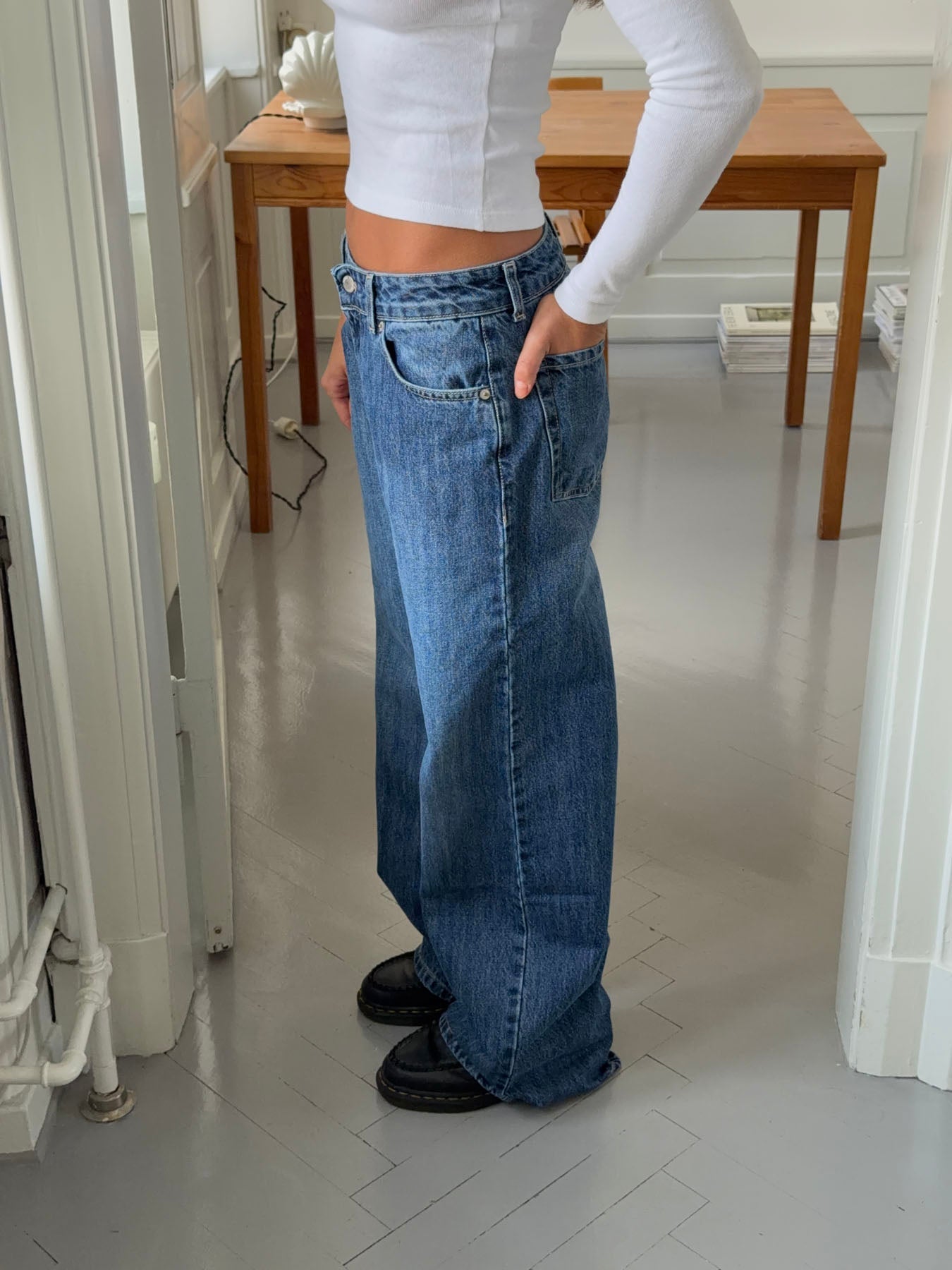 Floraline low waisted jeans - Blue denim – Designbysi.se