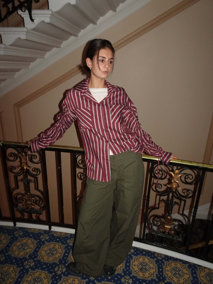 Sabina shirt with stripes - Burgundy/beige – Designbysi.se